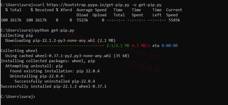 如何在windows上安装pip 晓得博客 Python