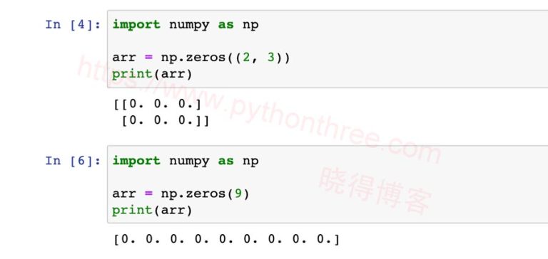 Python中使用Numpy创建含零的Numpy数组 - 晓得博客 - Python