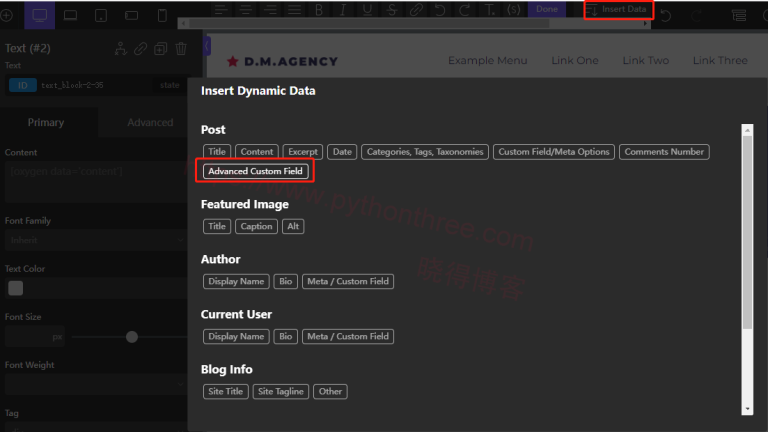 Oxygen Builder自定义字段Advanced Custom Fields - 晓得博客 - Oxygen Builder教程
