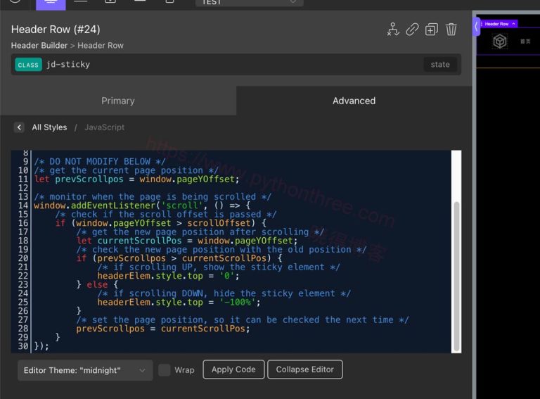 如何在oxygen Builder中设置粘性标题 晓得博客 Oxygen Builder教程