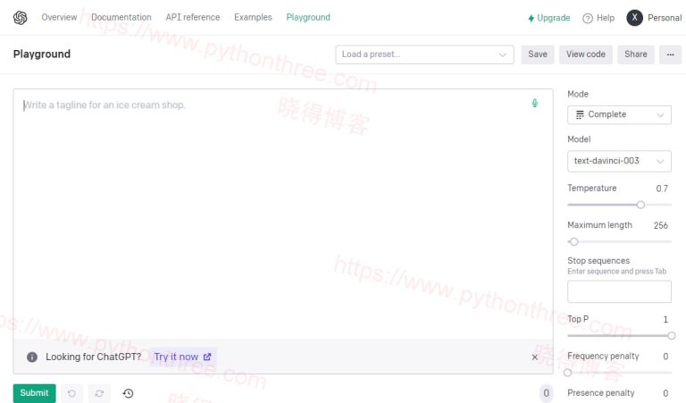 如何使用OpenAI Playground - 晓得博客 - ChatGPT教程