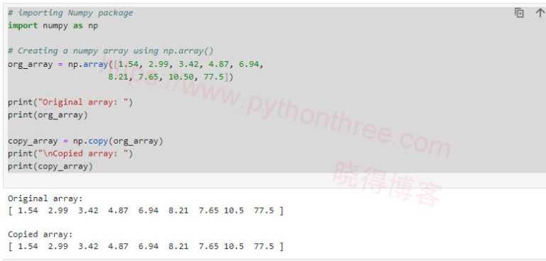 如何将NumPy数组复制到另一个数组 - 晓得博客 - NumPy教程