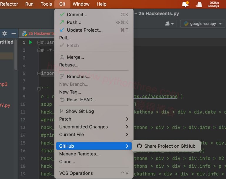 如何从Pycharm上传项目到GitHub - 晓得博客 - Pycharm教程